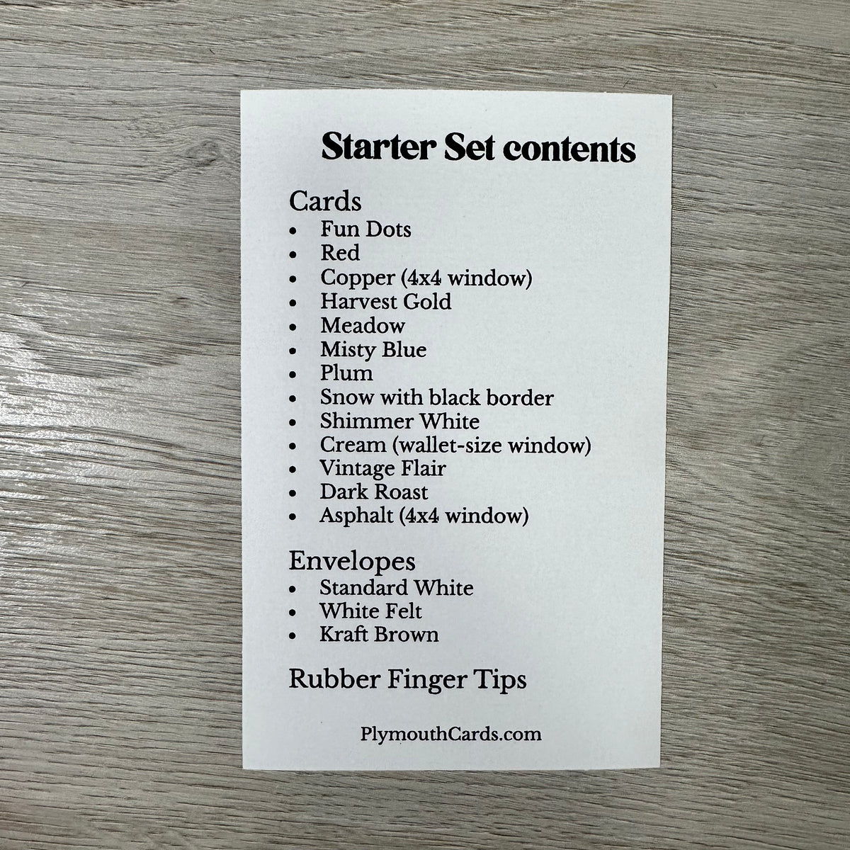 Starter Set - Insert Note Cards - Plymouth Cards