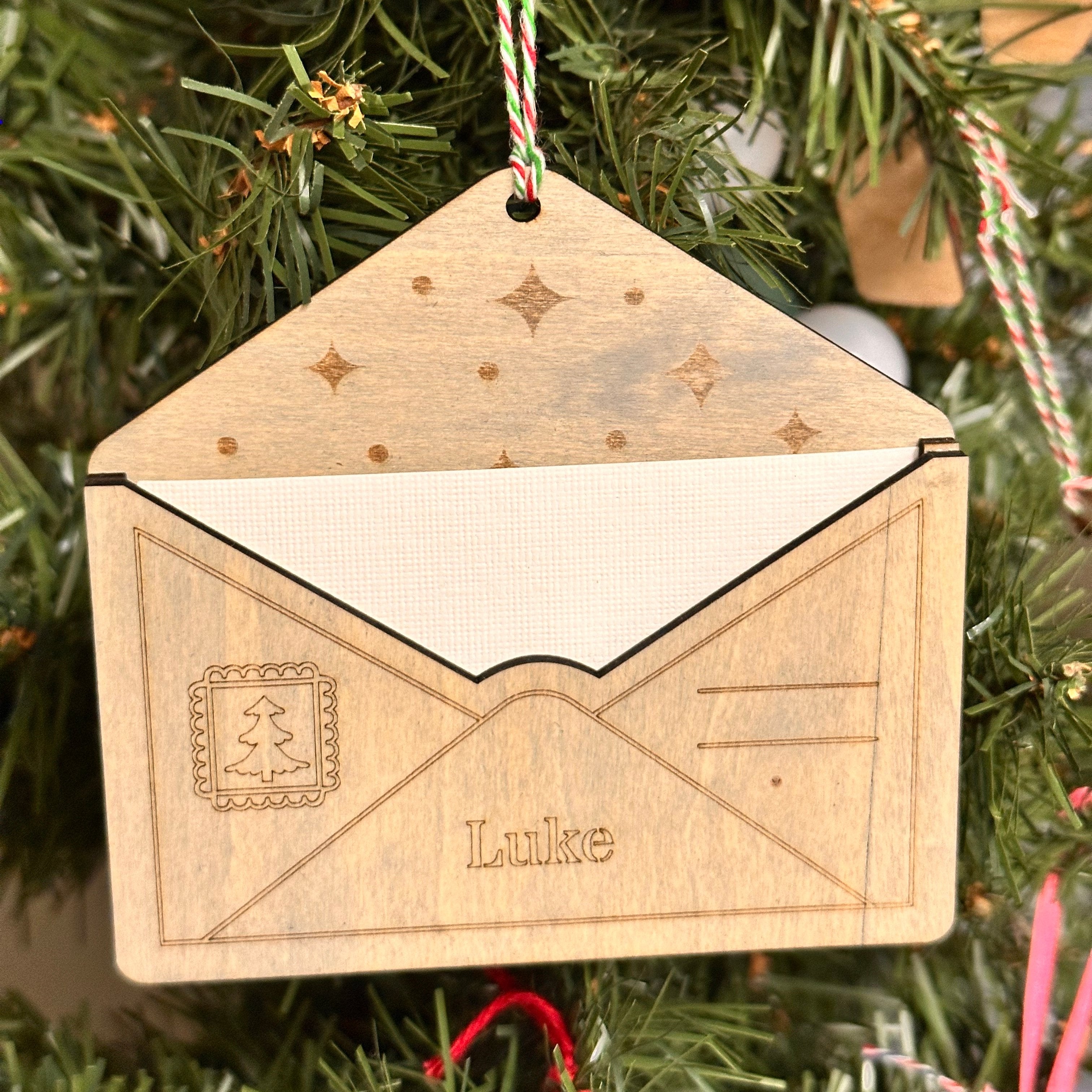 Wooden Envelope Ornaments - Plymouth Cards